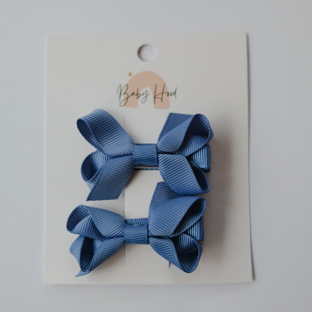 Classic Ribbon Bow Small Duo - Denim Blue – Princess and the Pea Boutique