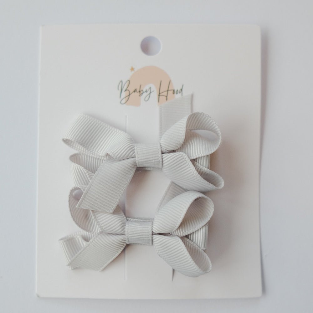 Classic Ribbon Bow Small Duo - Light Grey – Princess and the Pea Boutique