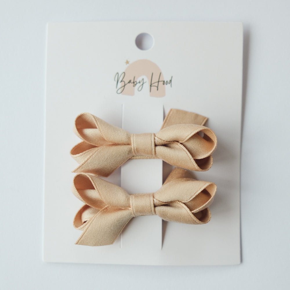 Silky Bow Duo - Biege – Princess and the Pea Boutique