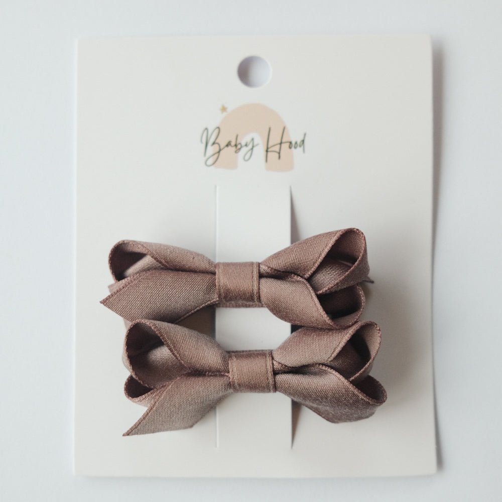 Silky Bow Duo - Mocha – Princess and the Pea Boutique