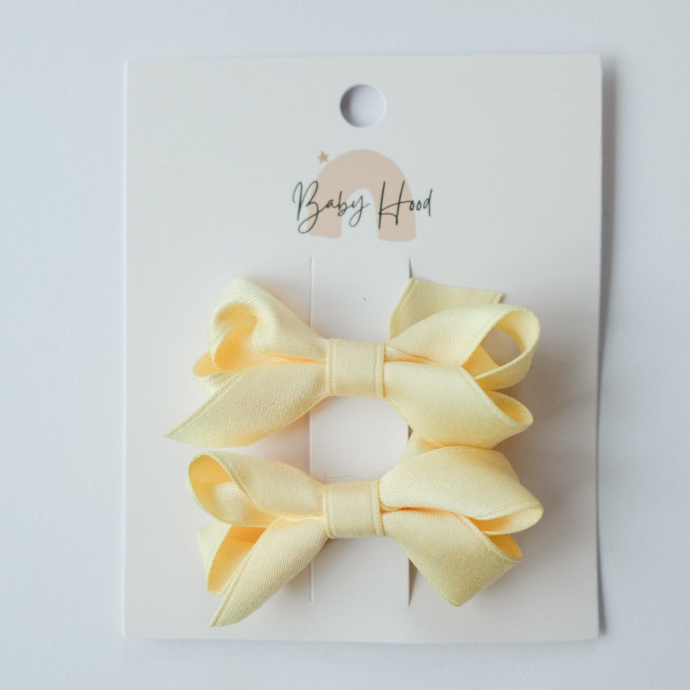 Silky Bow Duo - Pale Yellow – Princess and the Pea Boutique